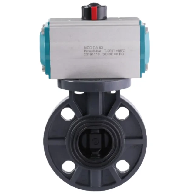 UPVC Pneumatic butterfly Valve DN50-DN300 PVc Plastic Valves Resistant ...