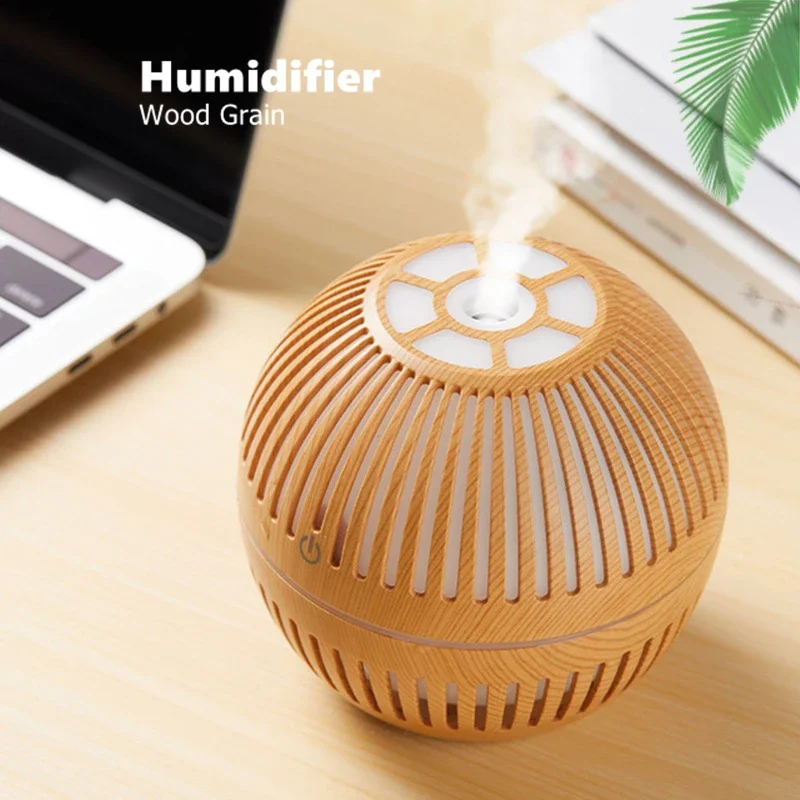 New Wood Grain Humidifier Wood Grain Aroma Diffuser 7 Colored Lights ...