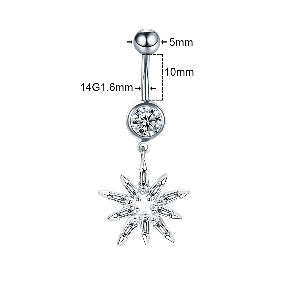 Stainless Steel Sexy Dangling Navel Belly Button Ring Oreja 14G Cubic ... Stainless Steel Sexy Dangling Navel Belly Button Ring Oreja 14G Cubic ...