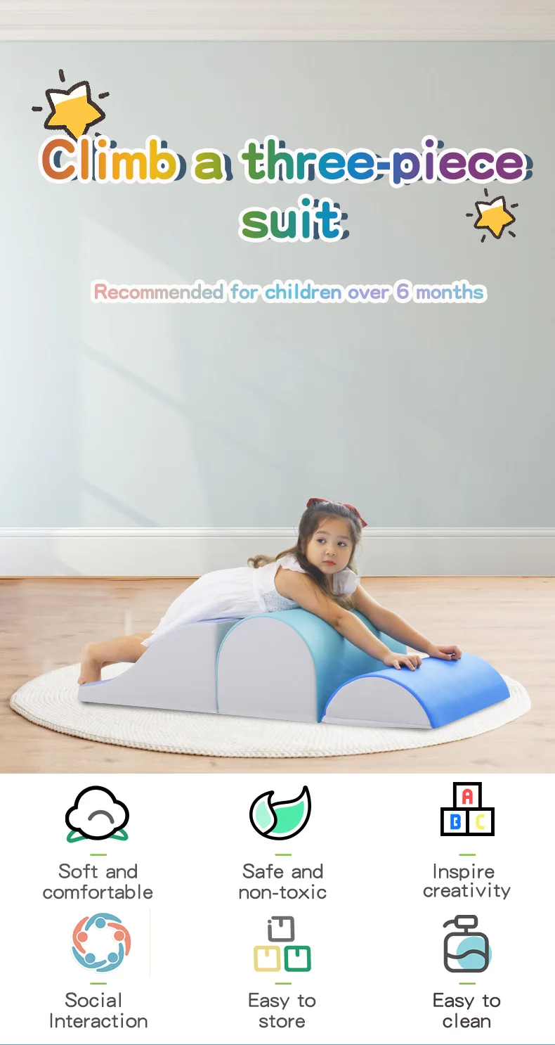 Playtime Step And Slide 3-piece Toddler Crawling Soft Play Set Baby ...