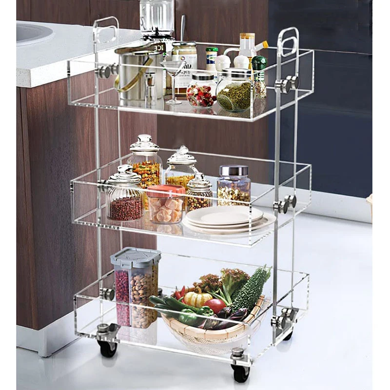 Custom Acrylic Rolling Food Cart - Perfect for Drinks & Fruit