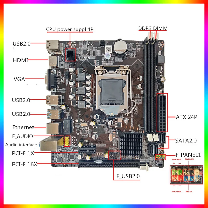 Motherboards For Pc Gaming H61 Set Lga 1155 Ddr3 Core I3 2130 Cpu H61 Mini Itx Motherboard With ...