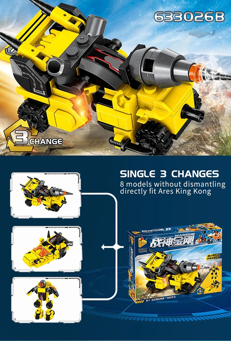 Panlos Brick Kids Educational Block Robot 1 to 3 Set 8 in 1