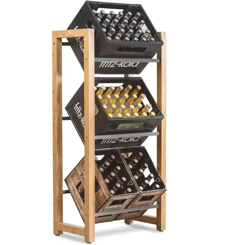 Home Bar Bottle Shelf Wooden Beverage Crate Rack Drink Crate Rack ...