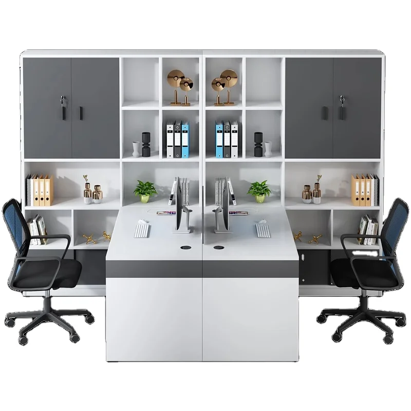Modern 2-person Modular Office Cubicle Executive Workstation Desk ...