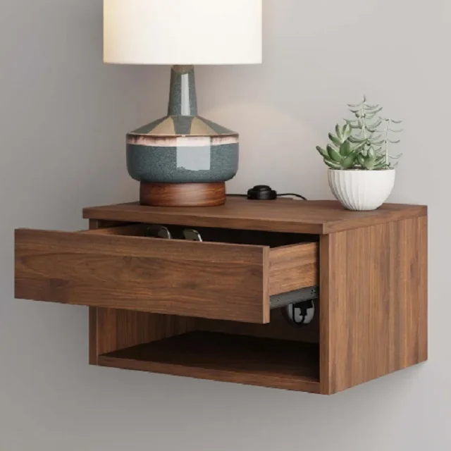 Floating Nightstand,1-drawer With Open Shelf,Floating Shelf Side Table ...