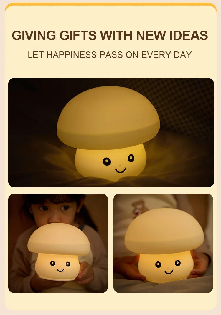 Custom Mushroom Night Light Pat Light 3D Illusion Baby Bedroom Decor ...