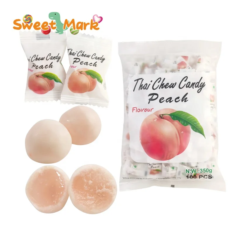 Thai chew candy peach flavor candy ball center filled soft candy ...