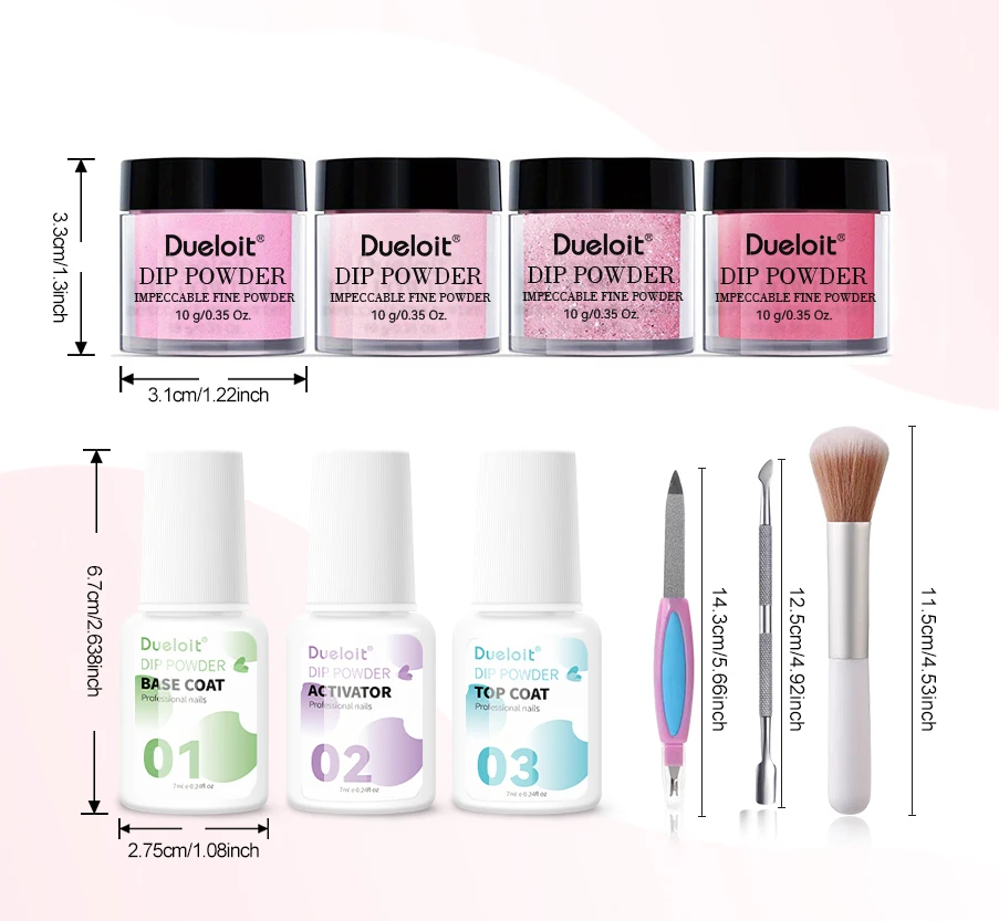 Nude Pink Glitter Glossy Dipping Powder Nail Kit DIY Manicure Kit for ...