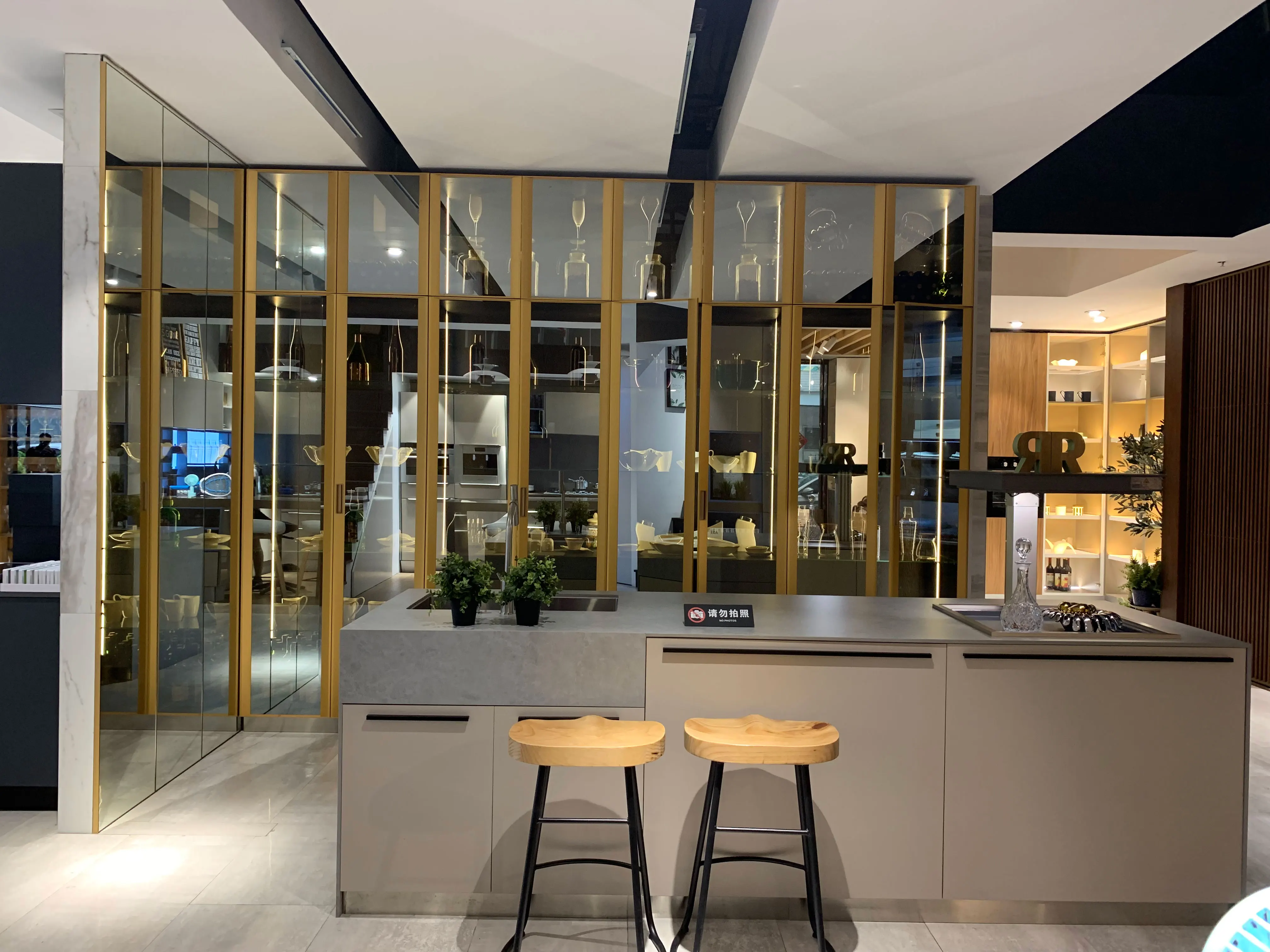 Shop Our Sample Clearance Kitchen Cabinet Sets with Golden Color ...