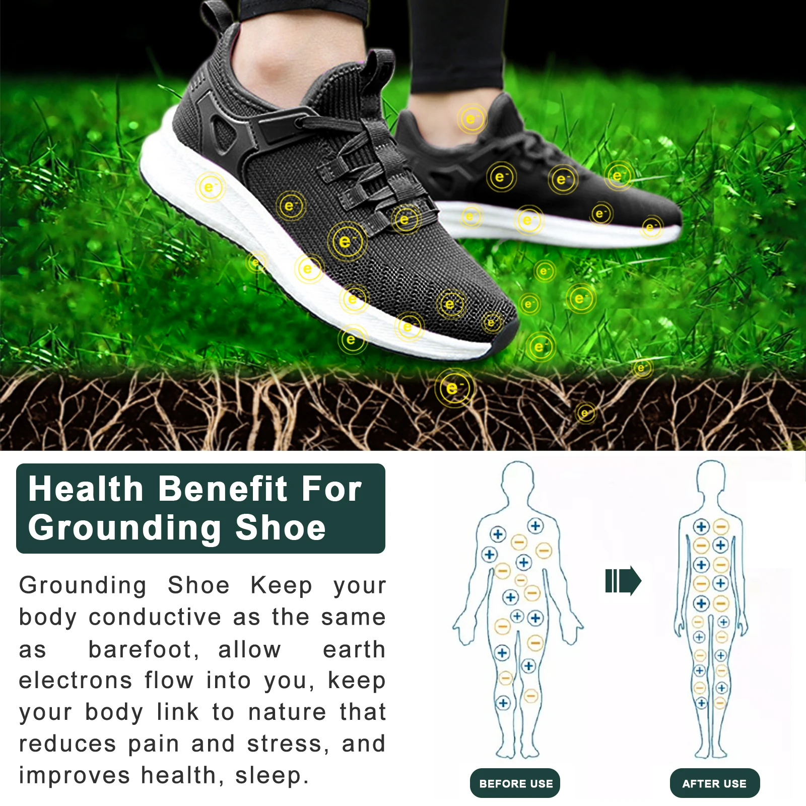 Earthing Shoes Electron Conductive Running Nurse Shoes Conductivity ...