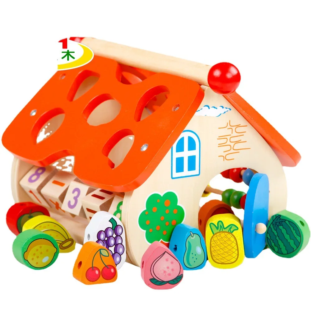 Children's Wooden Multi-functional Disassembly Wisdom House Toy Shape ...