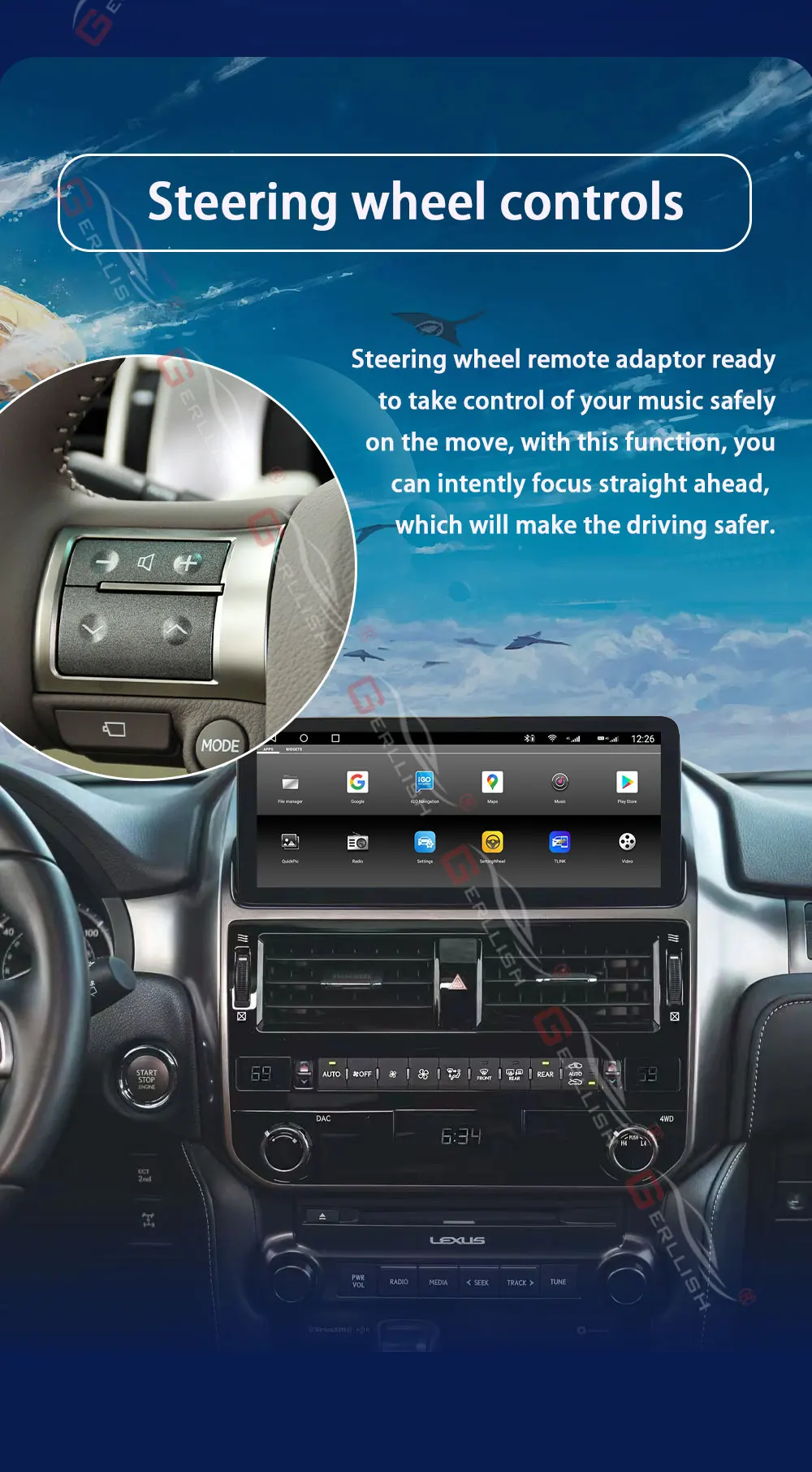 12.3inch All-New Car Radio Android for Lexus GX400 GX460