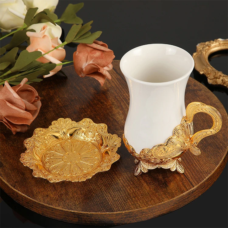 Luxury Gold Porcelain Turkish Coffee Cup & Saucer Set - Oem