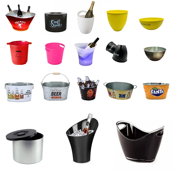 5qt/10qt Round Metal Plastic Tin Bottle Bucket Galvanized Beer Ice ...