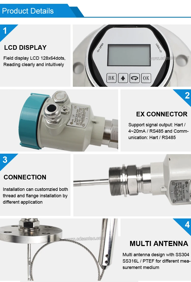 Sentec Srl610 Anticorrosive Rs485 Non-contact Radar Level Transmitter ...