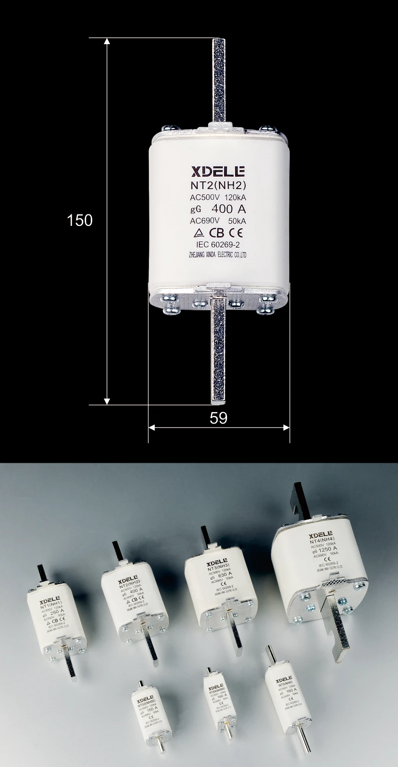 Nh2 Nh Series Ac500v Hrc Fuse Base Low Voltage Ceramic Fuse - Buy Fuses ...