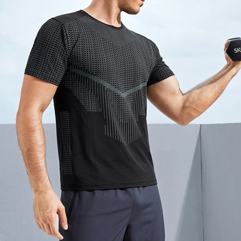 Spandex Sports Gym T Shirt Men Short Sleeve Dry Fit T-shirt Compression ...