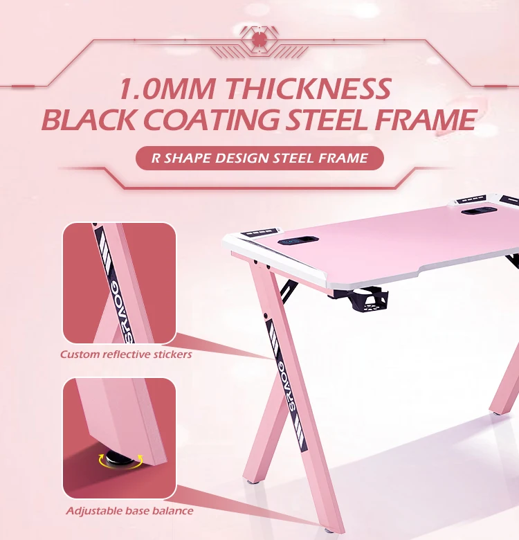 Bestier Rgb Gaming Table K Shaped Computer Desk Racing Style Office ...