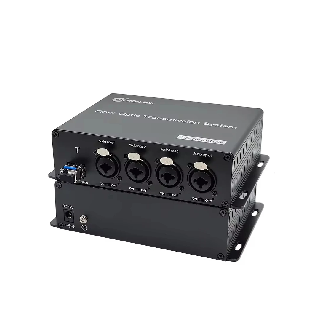 4 channels XLR balanced Audio to fiber converter with Phantom power for ...