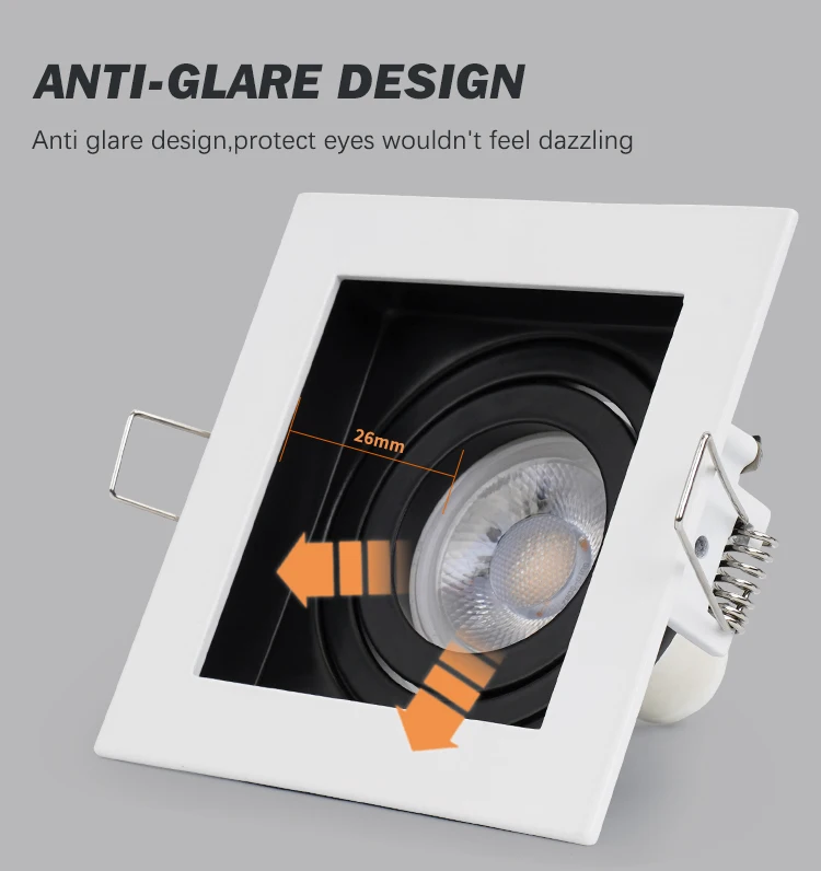 White Black Square Recessed Led Ceiling Light GU10 Led Spot Light ...