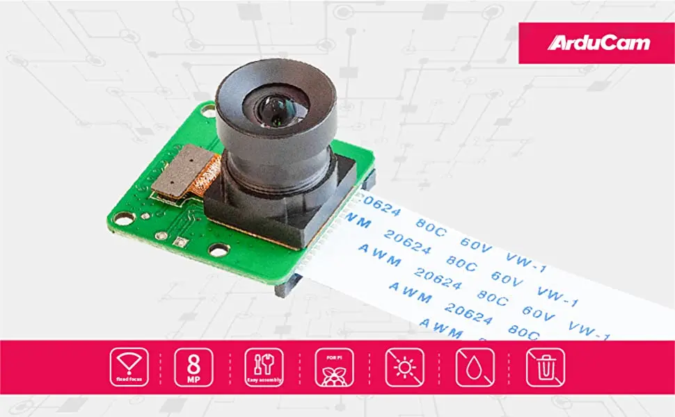 Arducam 8mp Imx219 Camera Module For Raspberry Pi,With Low Distortion 105 (d) Fov M12 Lens ...