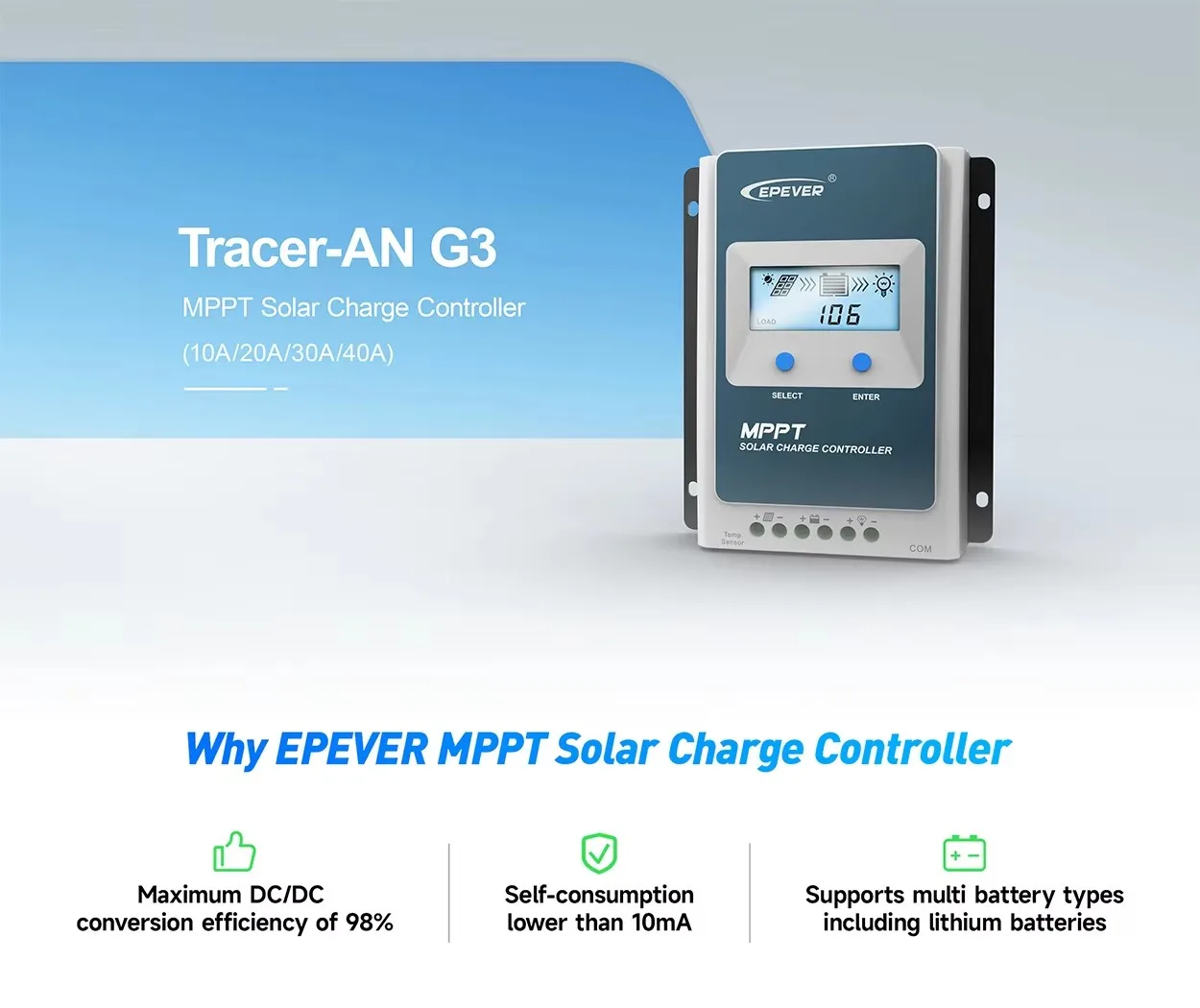 For Epever 10A Mini Solar Power Battery Storage System Home Use MPPT ...