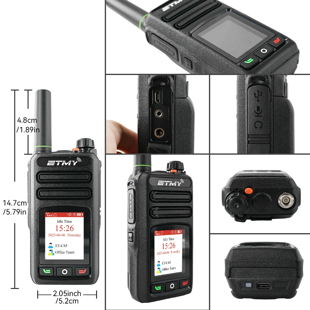 Etmy ET-C65 Portable Handheld Walkie Talkie 4G LTE POC Network PTT Two ...