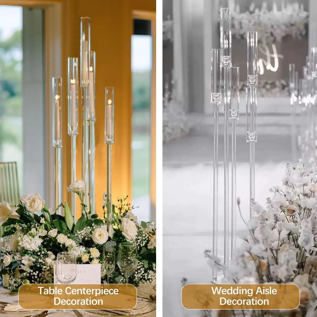 Clear Acrylic Table Centerpieces - Elegant Candle Holders