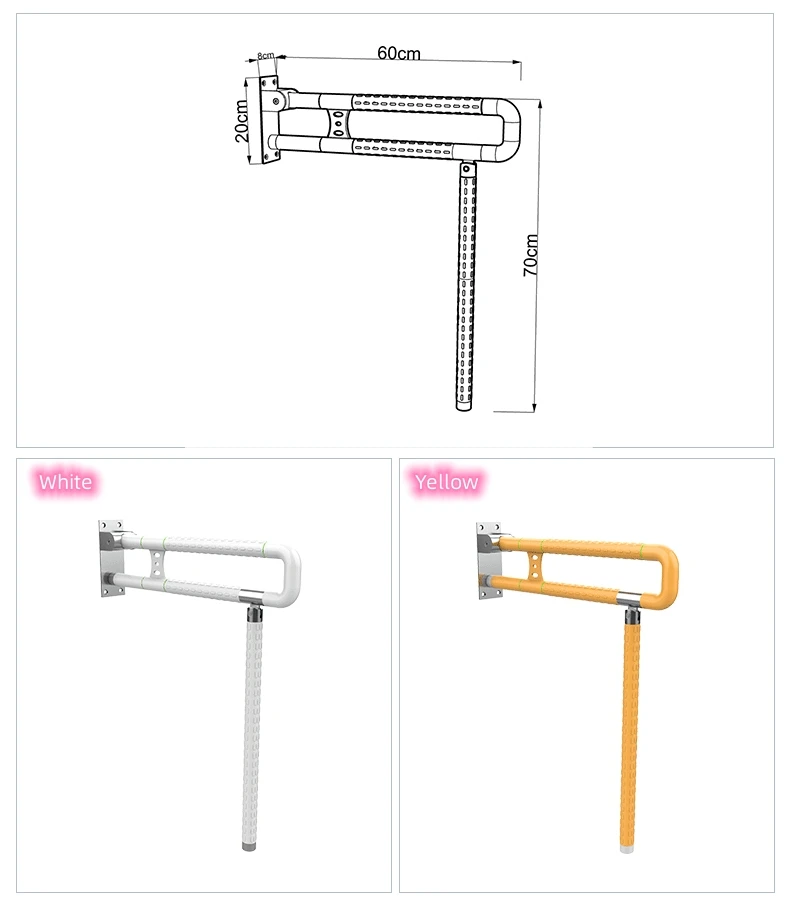 Swing up Grab Bar with Leg Anti-Slip Stainless Steel and Nylon for ...