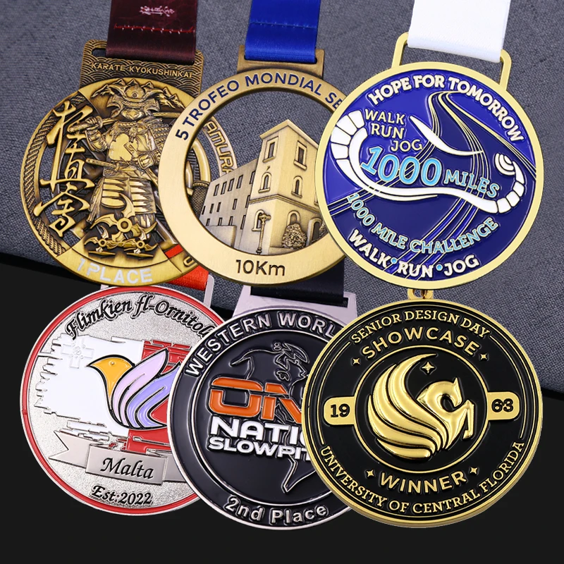 Custom 2d 3d Gold Silver Metal Medals Unique Logo Award Dance Soccer Run Bodybuilding Rhythmic ...