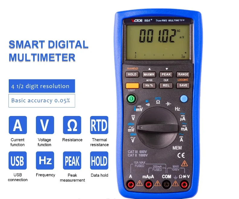 Victor 98a+ Digital Multimeter 22000 Words Accuracy Of 0.05% With Ac Hz ...