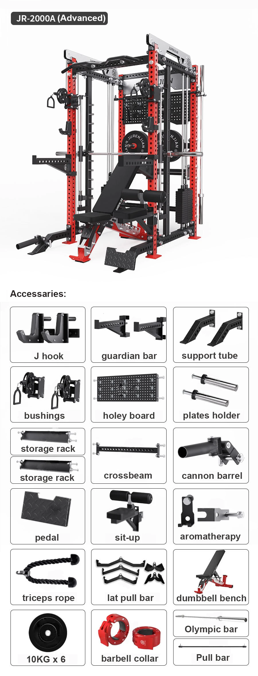 All in One Power Rack Multi Function Fitness Home Gym Equipment Smith ...