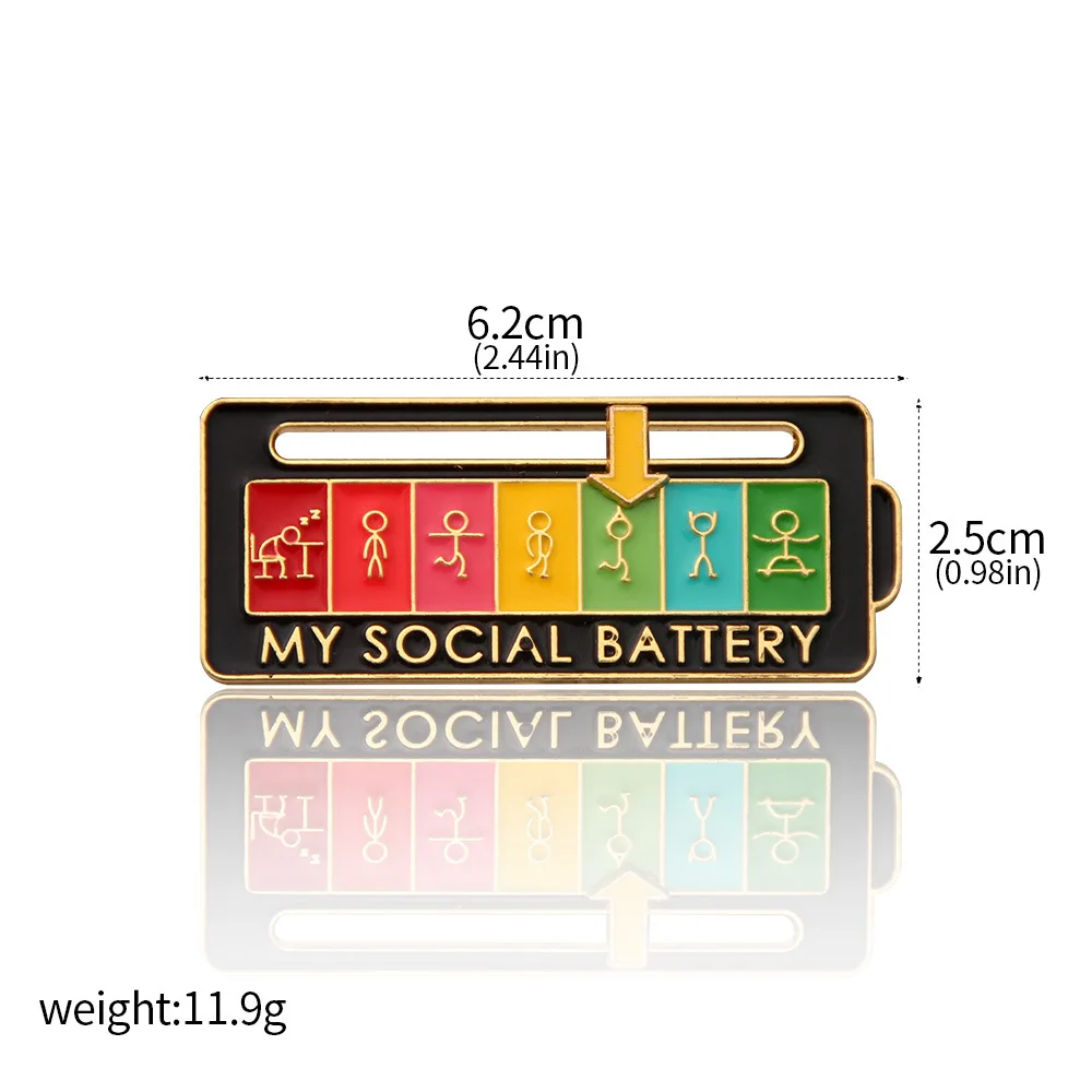 Funny Enamel Pin My Social Battery Lapel Pin Move To The Mood As You ...