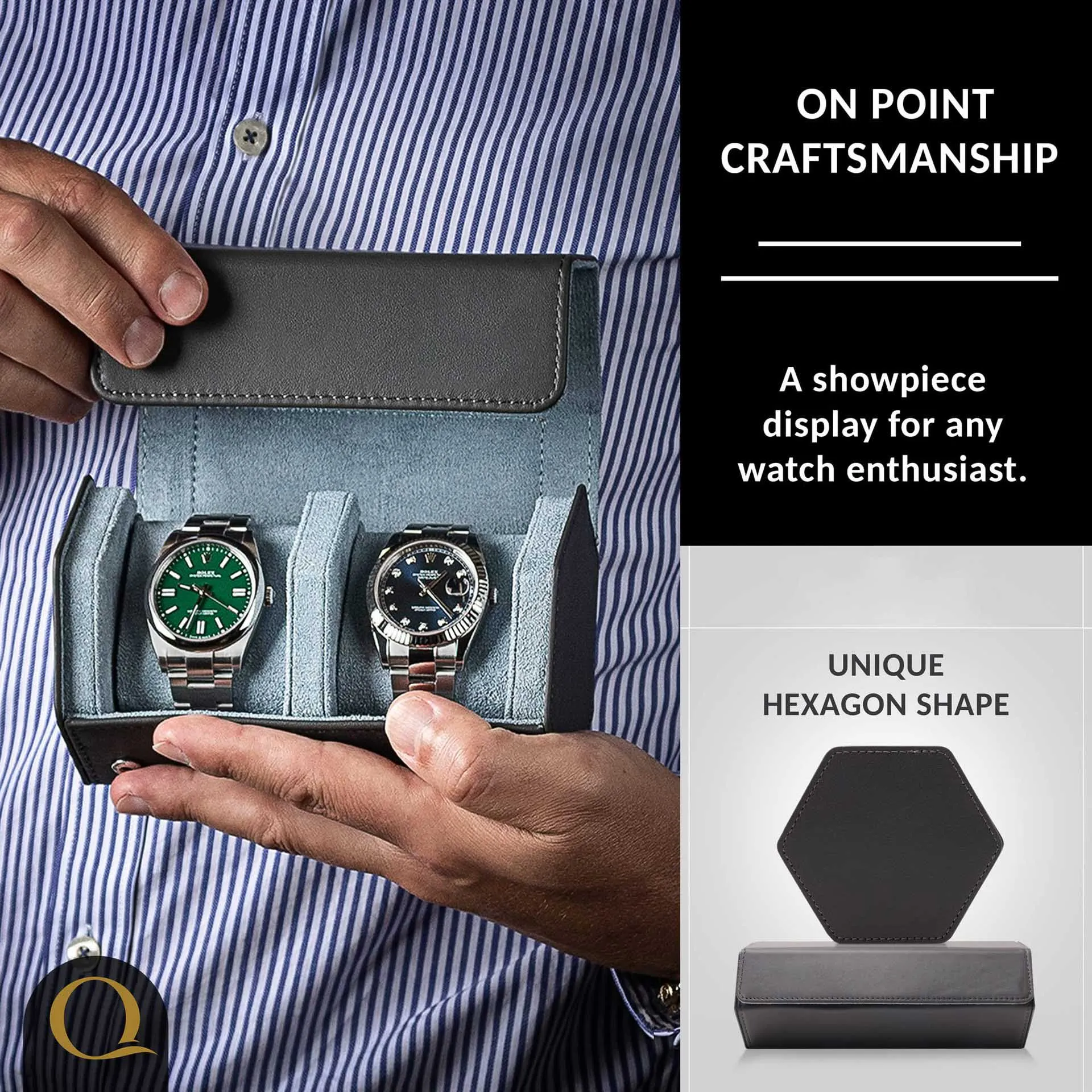 Hexagon Watch Cases Storage 3 Slot Travel Watch Case Wholesale Custom ...