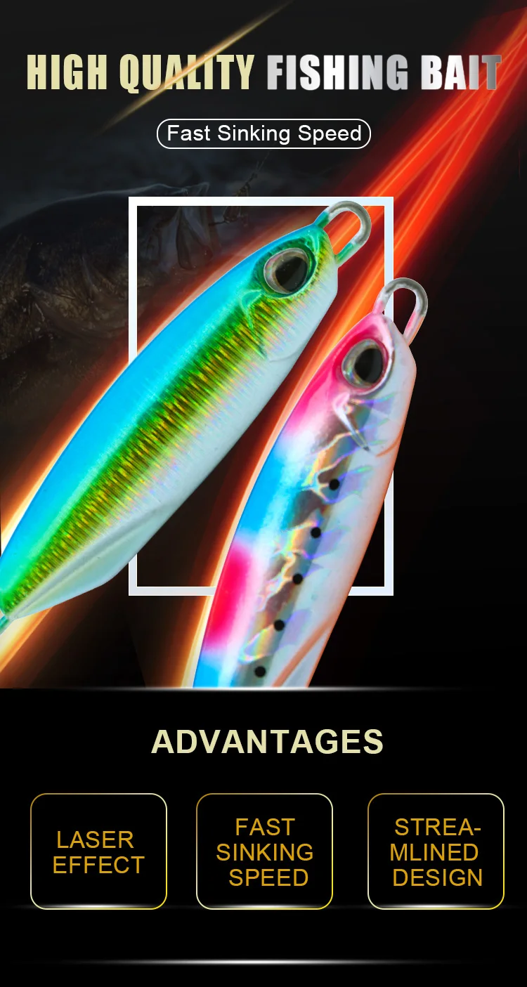 Long Lead Fish Jigging Bait 20g 45mm 40g 60mm 4colors Small Bait Jig Metal Slow Pitch Jig With ...