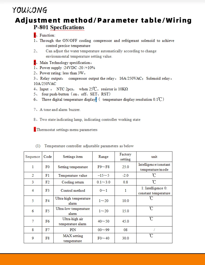 P-801 Temperature Controller for Cooling-Water Machines