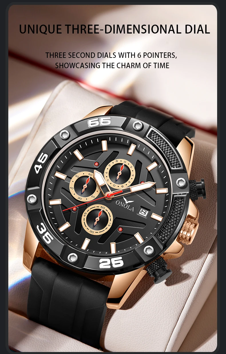 ONOLA 6851 Luxury Chronograph Watch - Fashionable & Luminous