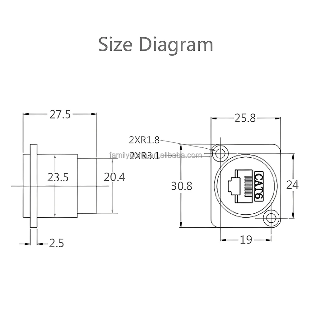 Rj45 Cat6 Socket D-type Module Industrial Panel Mount Female To Female ...