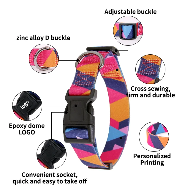 Custom Patterns & Logo Dog Collar Fashion Custom Print Sustainable ...
