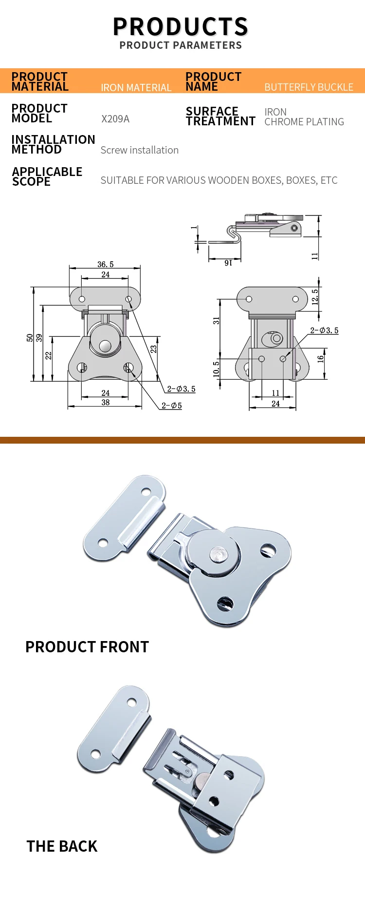 X209a Butterfly Latch Catch Hasps Clamp Use Flight Case Wooden Box ...