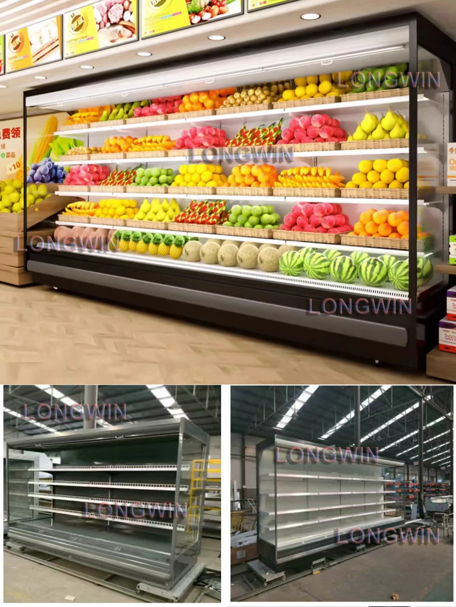 Supermarket Chiller Display Glass Door Vegetable Fruits Display Cooler ...