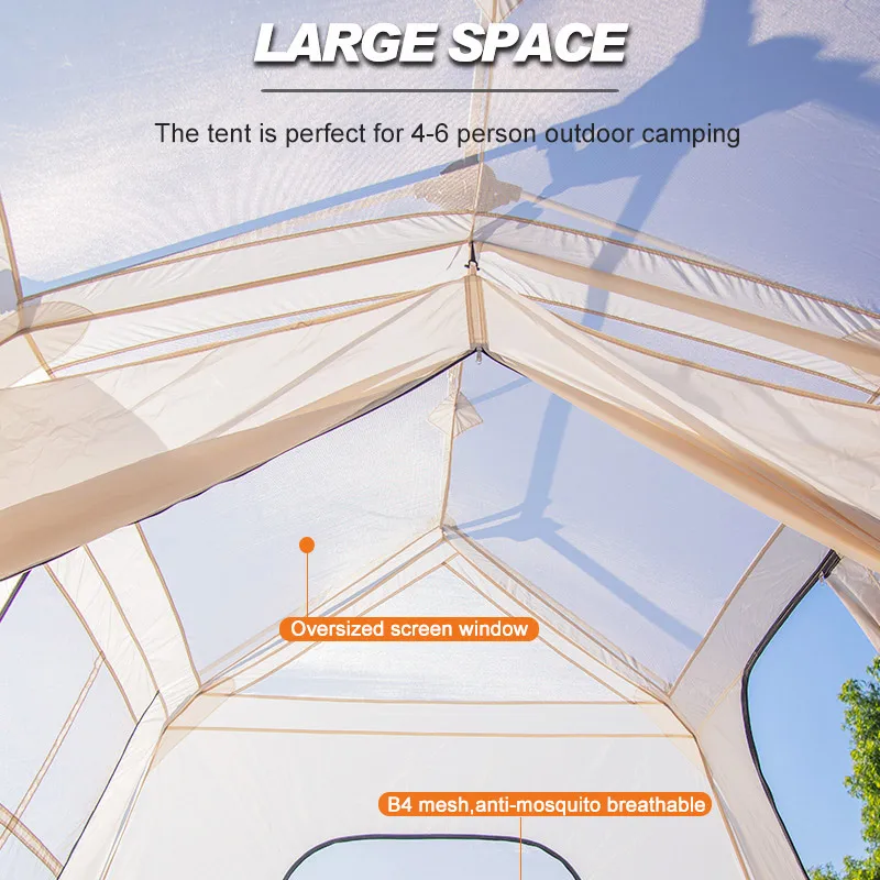 Double Layer Waterproof Portable Glamping Tent with 2 Doors and 2 Rooms ...