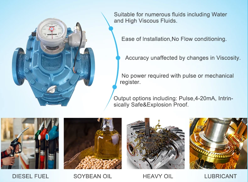 High Viscosity Liquid Pitch Diesel Oval Gear Flow Meter Fuel Dispenser ...