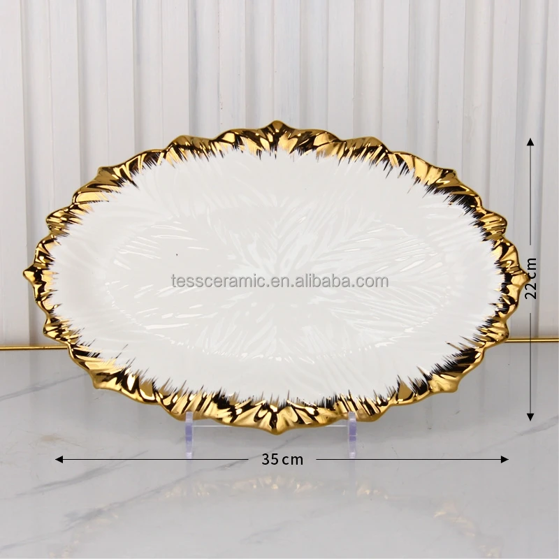 Rcy003plateov High Quality Gold-rimmed Oval Ceramic Appetizer Plate ...