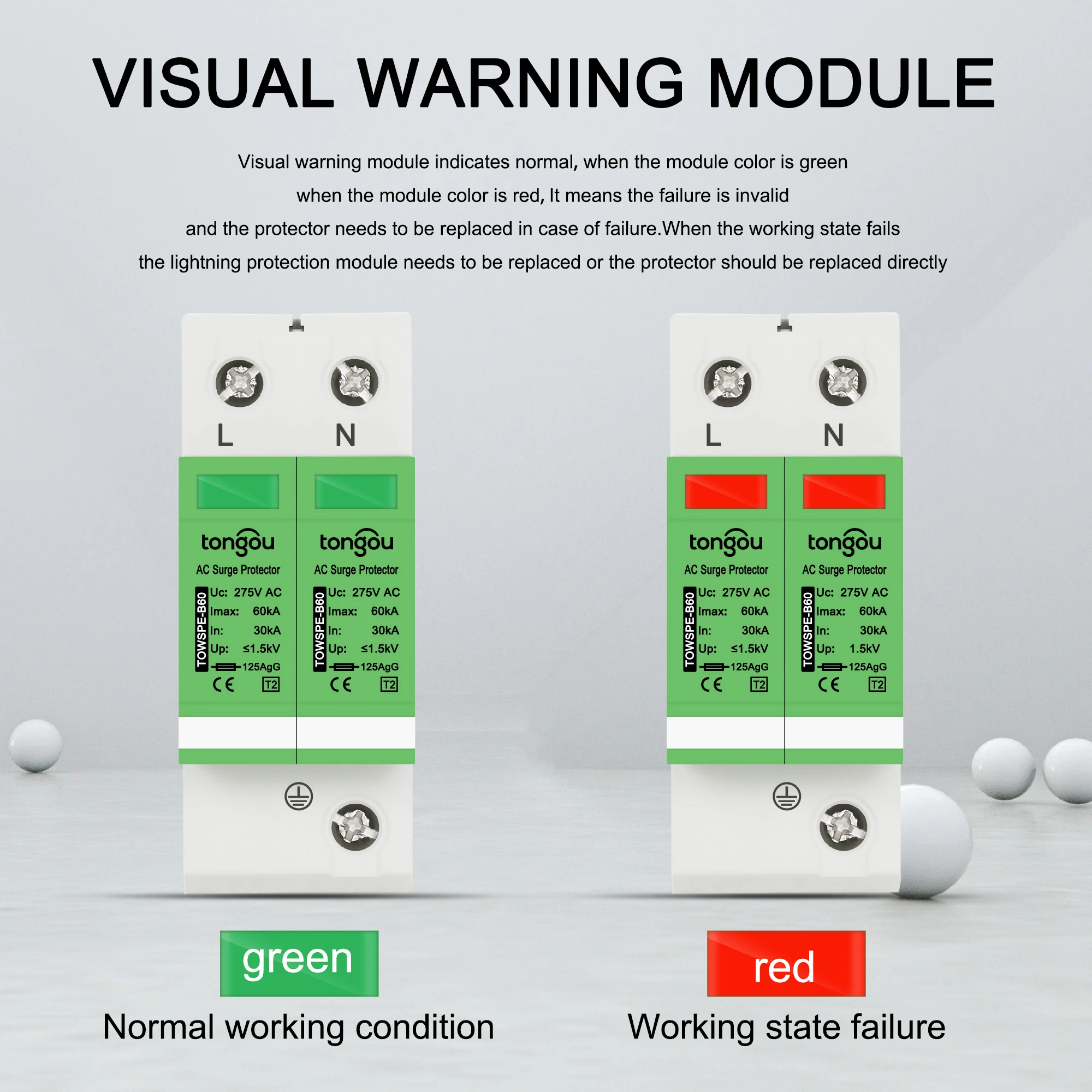 TONGOU SPD 2P 30KA~60KA 275VAC - Reliable Surge Protection