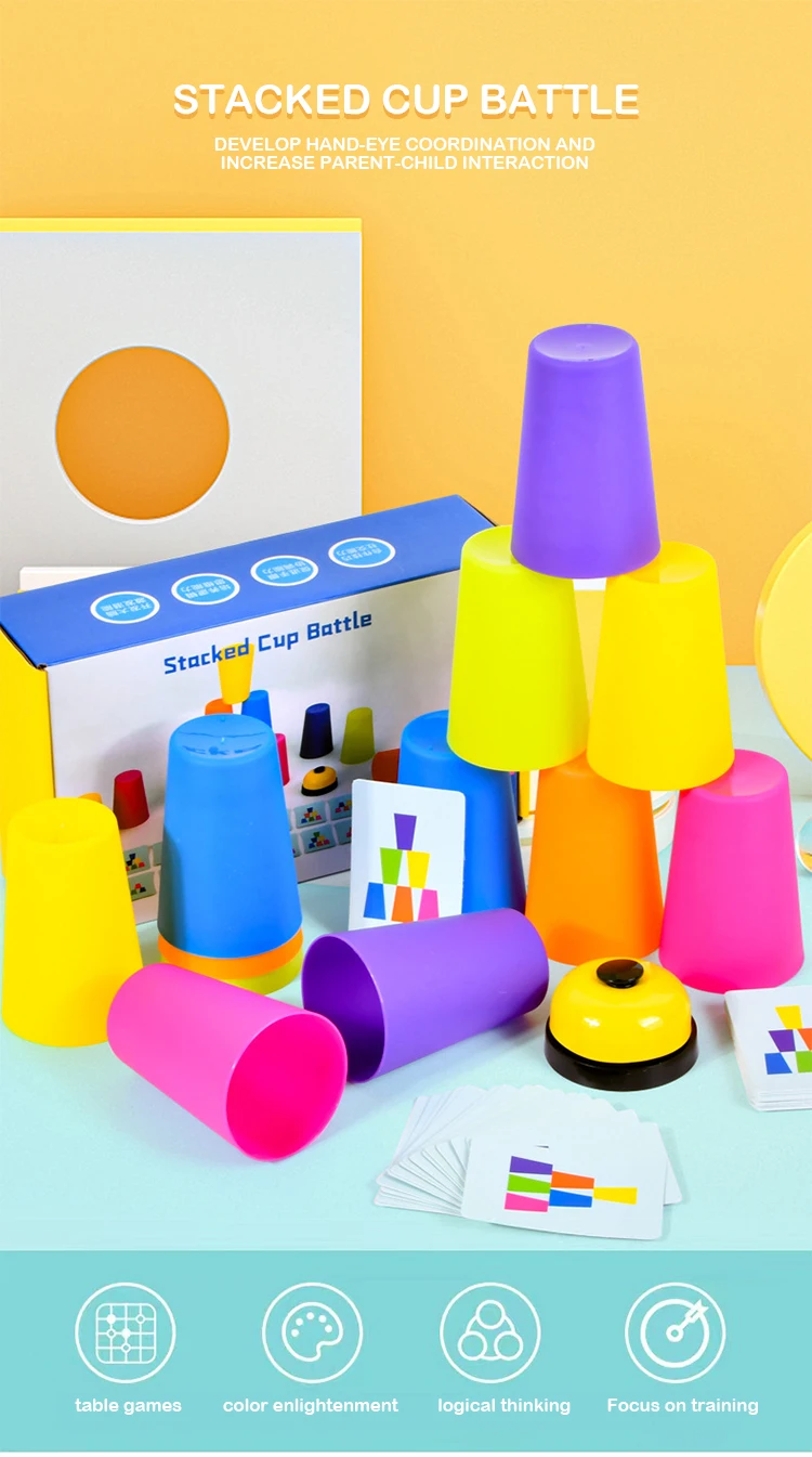 New Fashion Parent-child Interactive Board Game Toys Baby Stacking Cups Toy, Stacking Cups Kids ...
