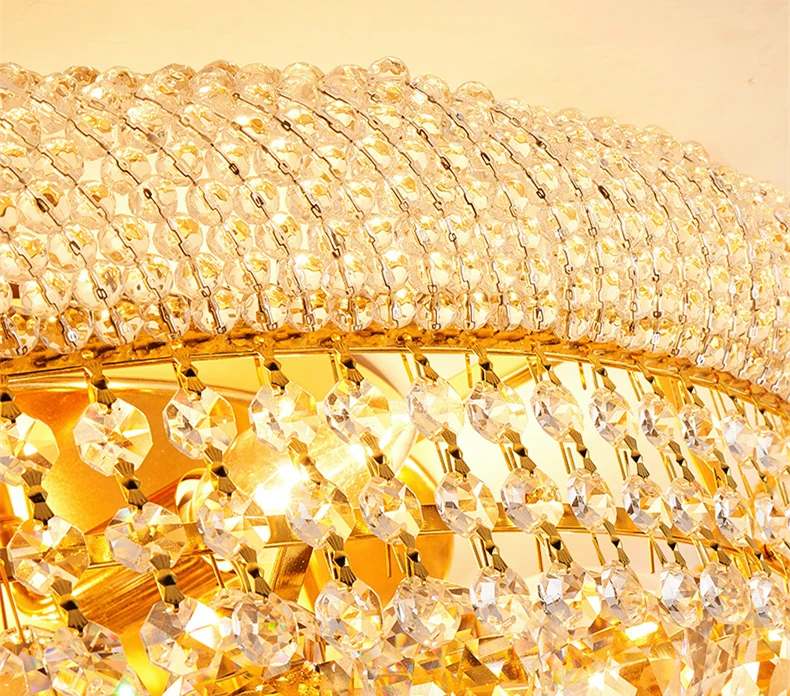 Lustre Cristal Modern Stair Chandelier - Luxury Gold Crystals