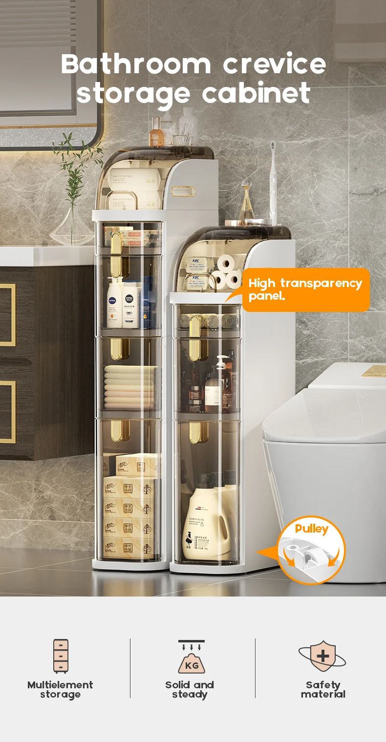 Rmier Plastic Bathroom Crevice Storage Cabinet - Multifunctional
