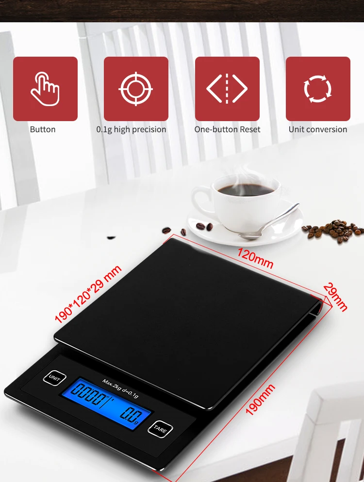 Bascula De Cafe Scale 2kg Kitchen Digital Weighing Balance Mini Coffee Scale - Buy 2kg Digital ...